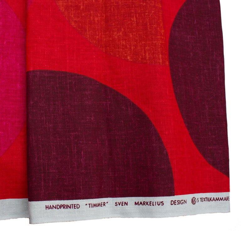 Scandinavian Modern Large Signed Fabric "Timmer", Design Sven Markelius ...