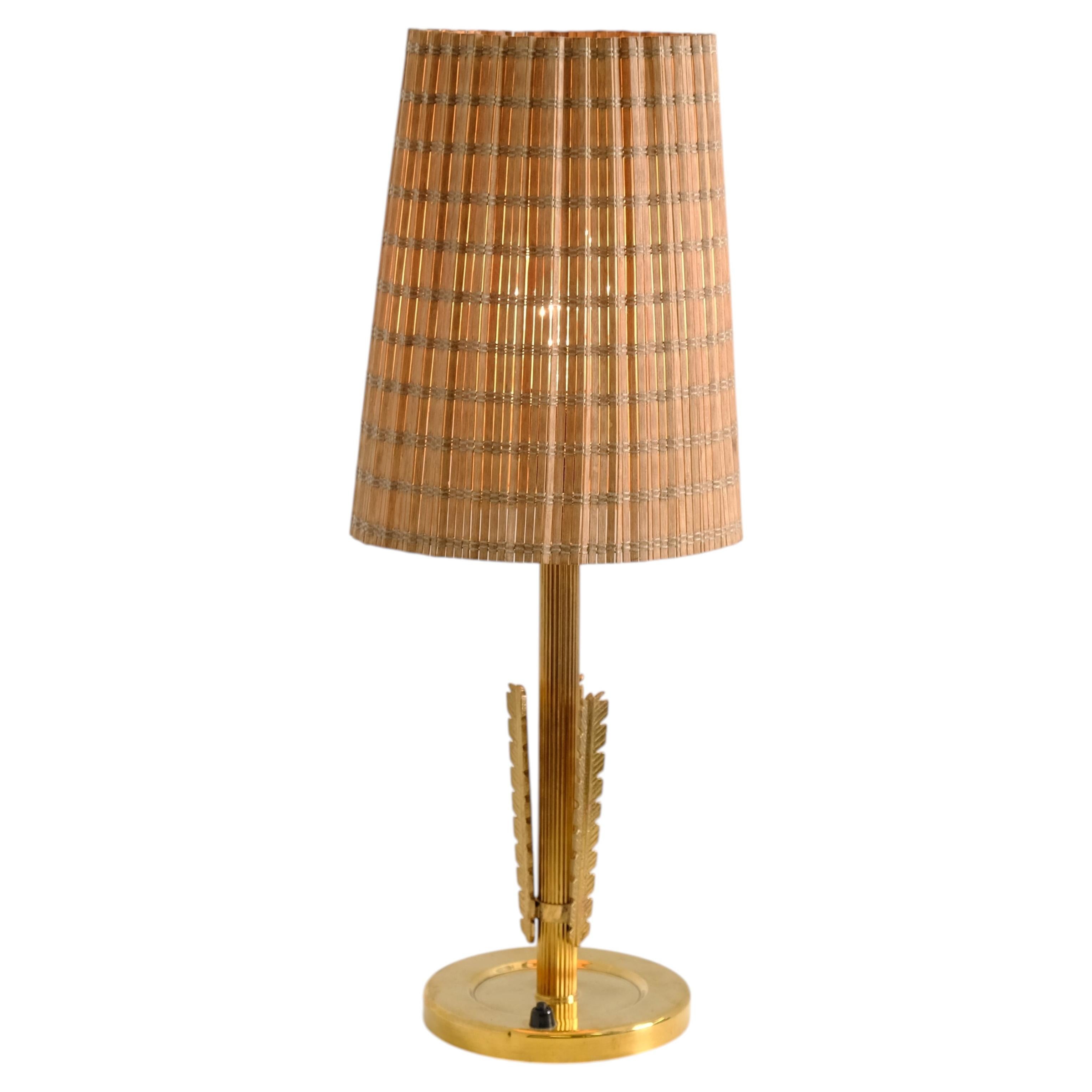 Lisa Johansson-Pape Table Lamp Model 2053 in Brass and Rattan, Orno ...