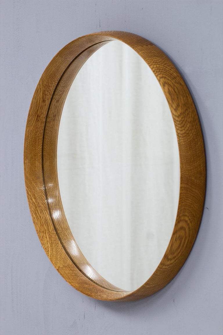 Scandinavian Modern Oak Wall Mirror by Luxus, 1950s For Sale at 1stDibs