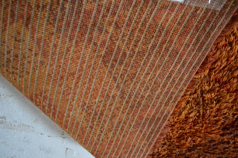 Scandinavian Modern Orange Red Gradient Sun Rya Rug at 1stDibs