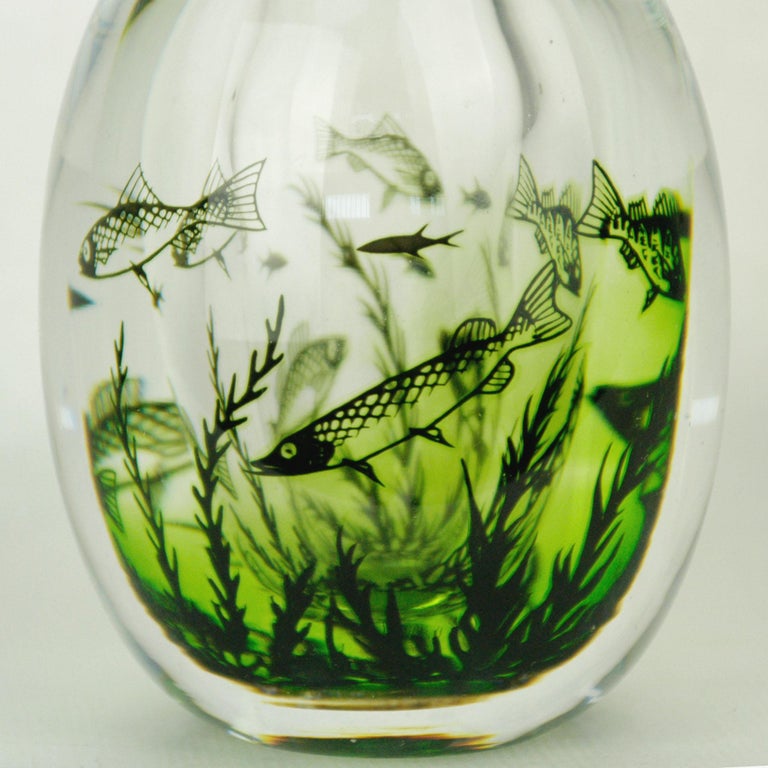 Scandinavian Modern Orrefors Graal Fish Vase by Edward Hald at 1stDibs ...
