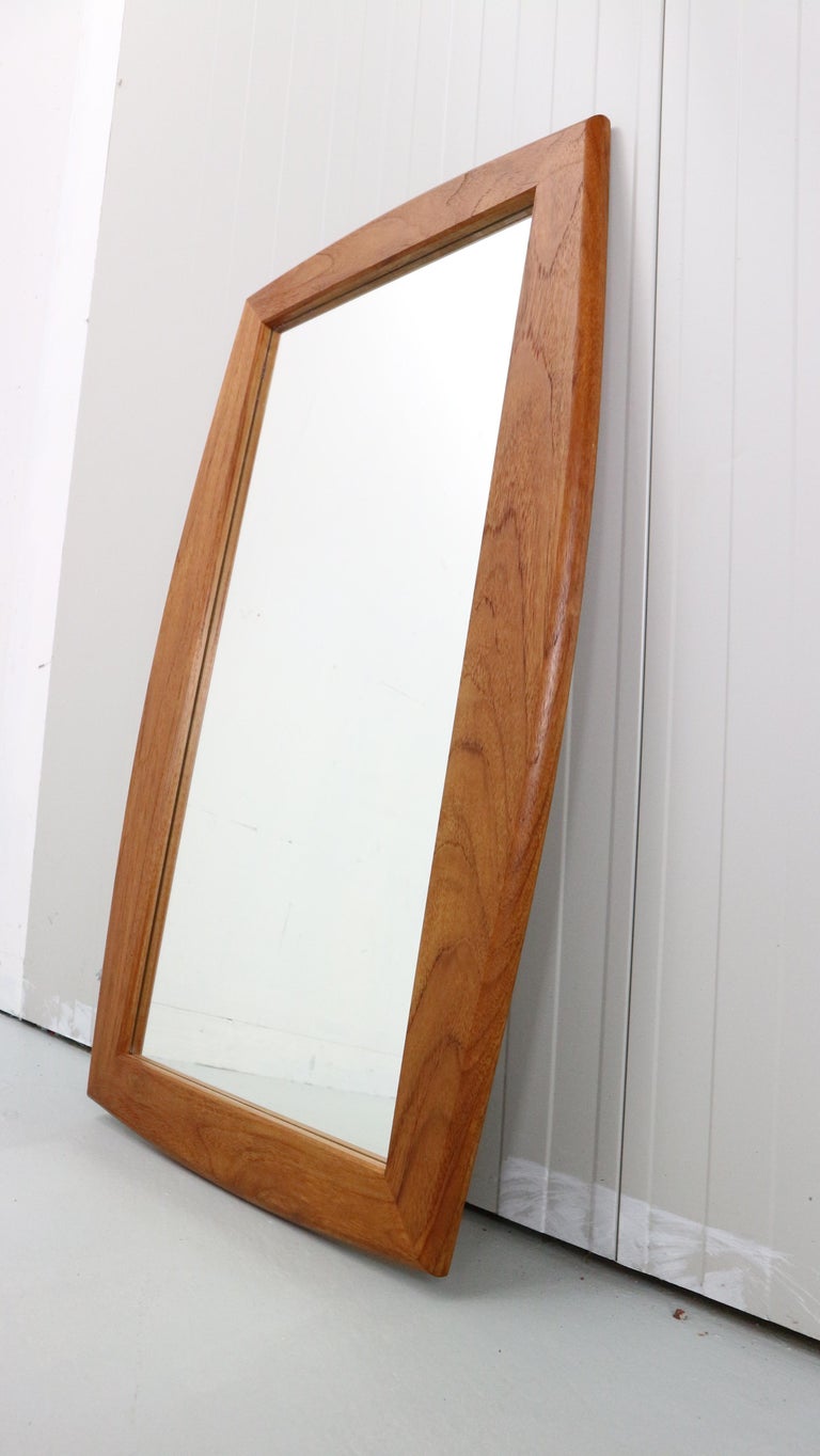 Scandinavian Modern Oval Beveled Edge Teak Wall Mirror, 1960s, Denmark ...