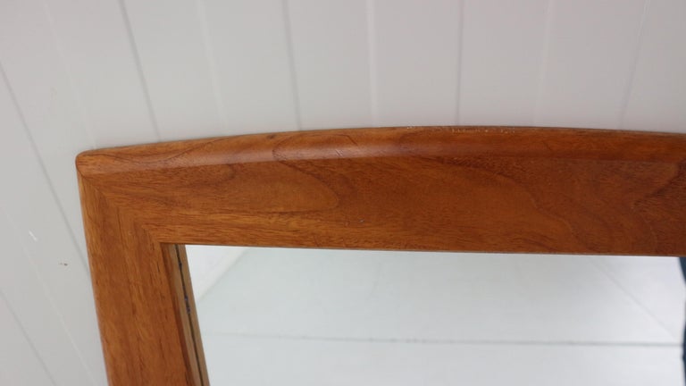 Scandinavian Modern Oval Beveled Edge Teak Wall Mirror, 1960s, Denmark ...