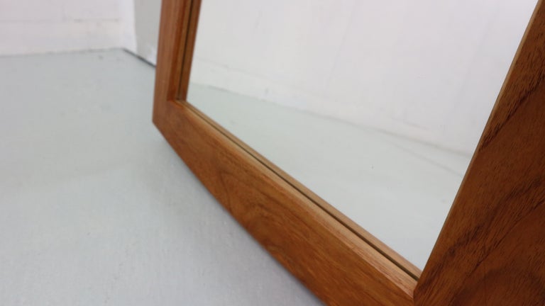 Scandinavian Modern Oval Beveled Edge Teak Wall Mirror, 1960s, Denmark ...