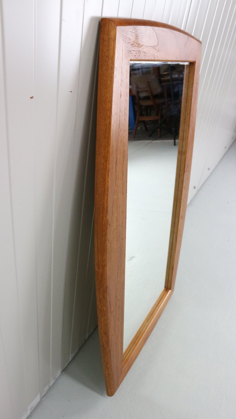 Scandinavian Modern Oval Beveled Edge Teak Wall Mirror, 1960s, Denmark ...