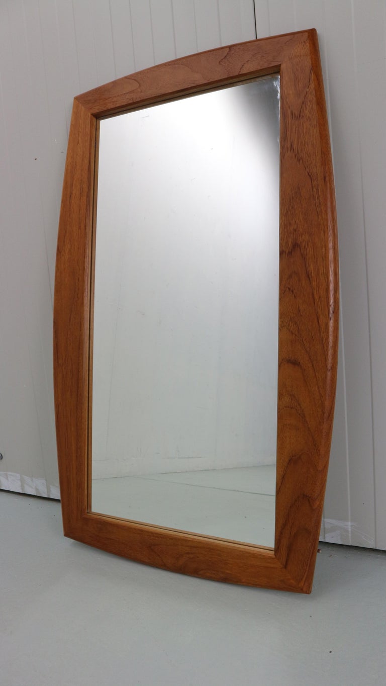 Scandinavian Modern Oval Beveled Edge Teak Wall Mirror, 1960s, Denmark ...