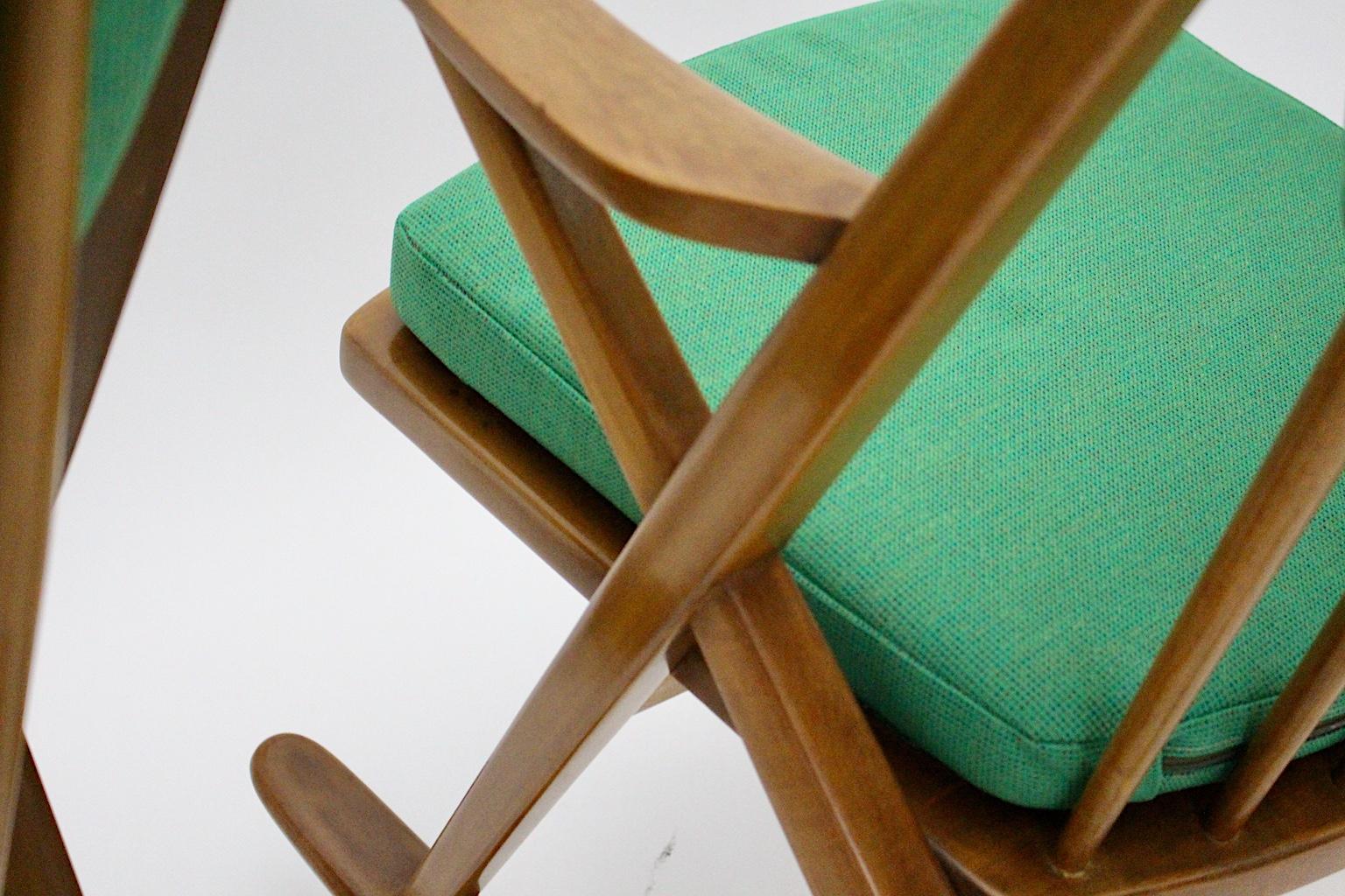 Scandinavian Modern Pair of Green Beech Vintage Rocking Chair Frank ...