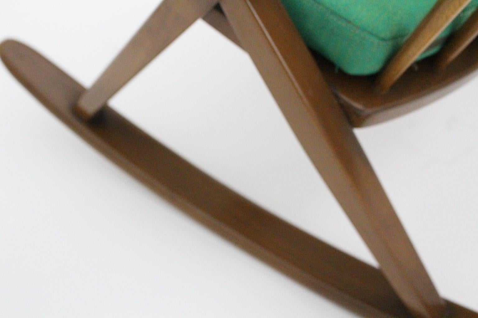 Scandinavian Modern Pair of Green Beech Vintage Rocking Chair Frank ...