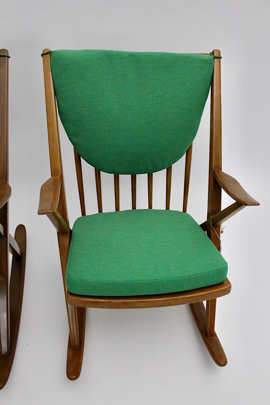 Scandinavian Modern Pair of Green Beech Vintage Rocking Chair Frank ...