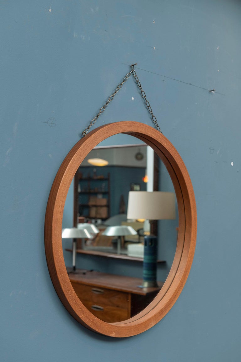 Scandinavian Modern Round Wall Mirror For Sale at 1stDibs