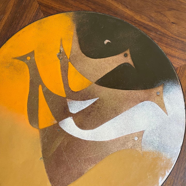 Scandinavian Modern Round Walnut Bird Inlay Coffee Table For Sale at ...