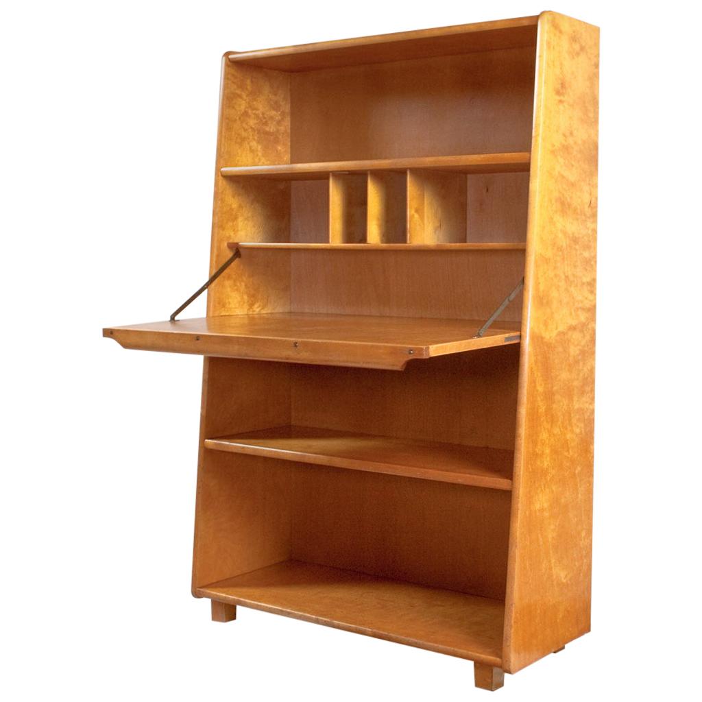 Scandinavian Modern Secretaire or Writing Cabinet in Birch, Sweden ...