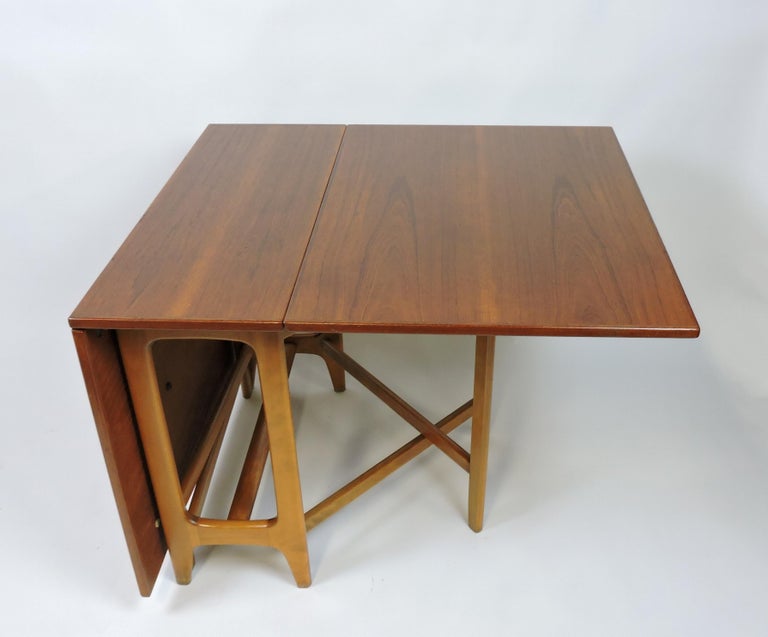 Scandinavian Modern Teak Bendt Winge Drop Leaf Dining Table Norway at ...