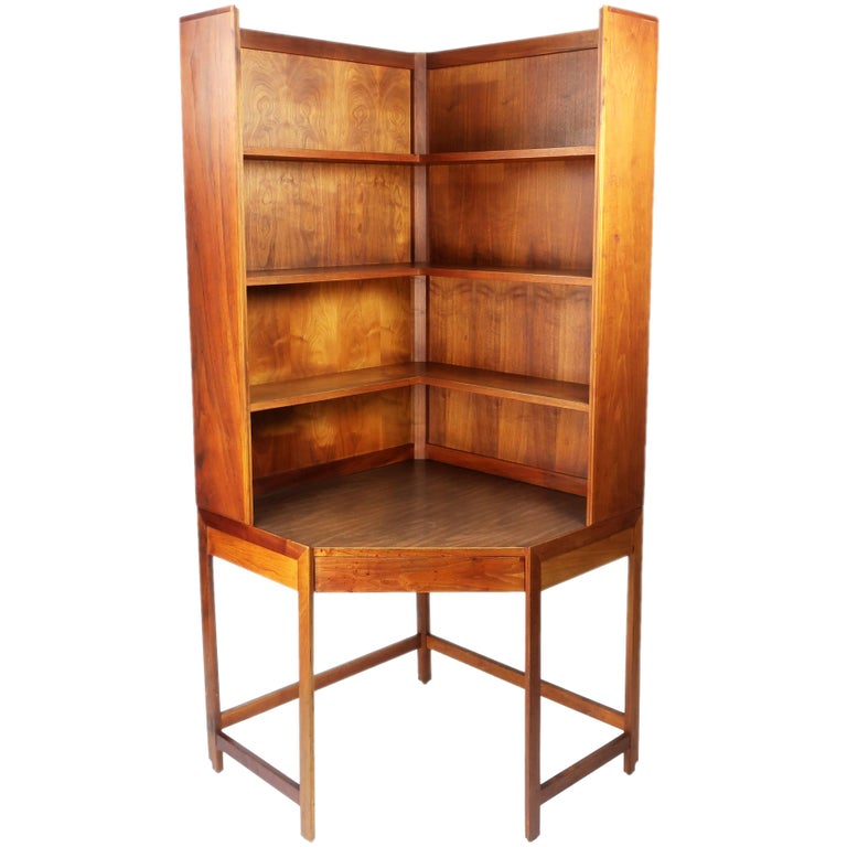 Scandinavian Modern Teak Corner Desk and Bookcase at 1stDibs