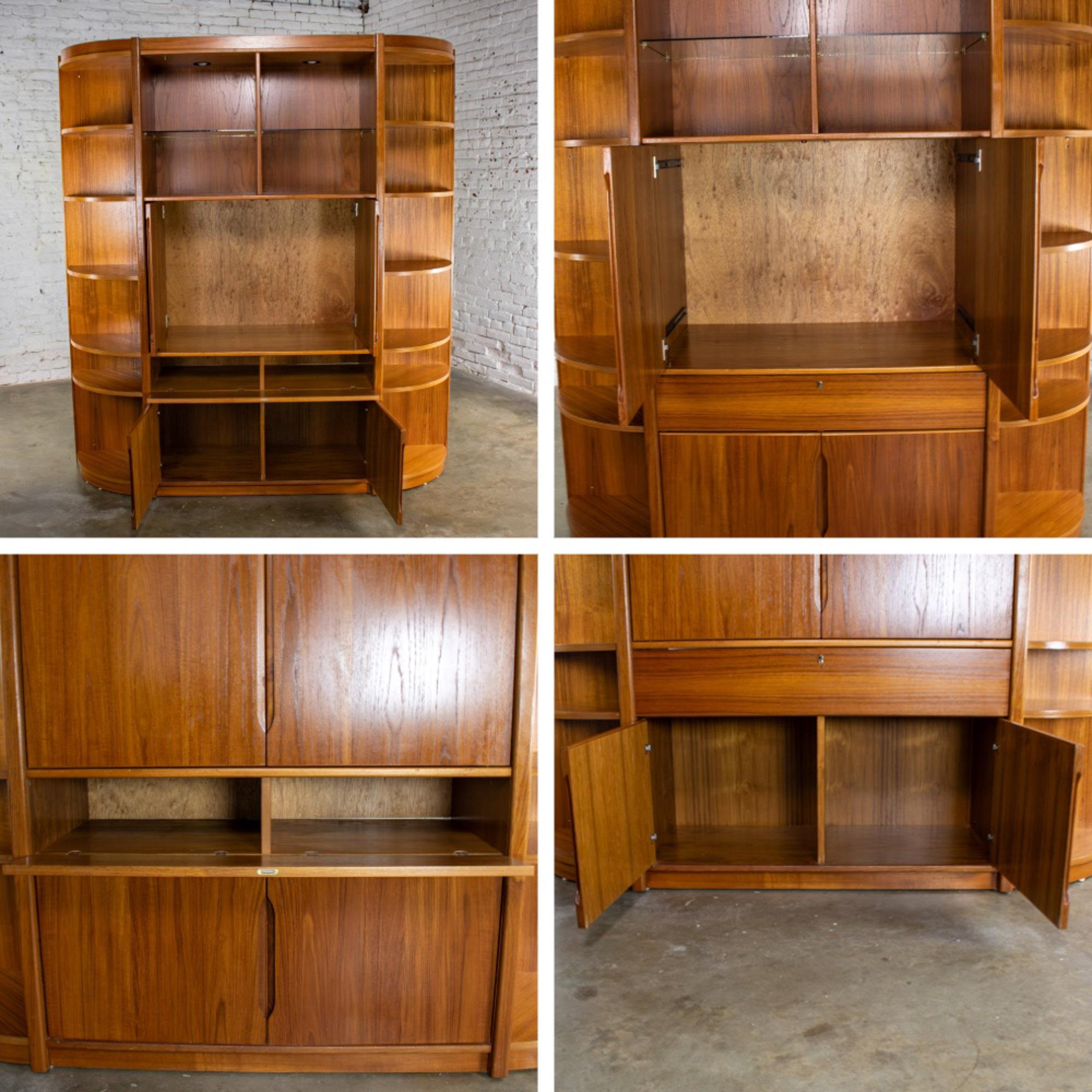 Scandinavian Modern Teak Lighted Bookcase Display or Entertainment ...