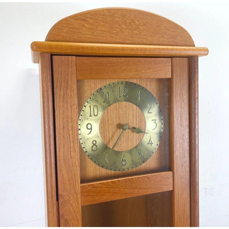 Scandinavian Modern Teak Longcase Clock For Sale at 1stDibs