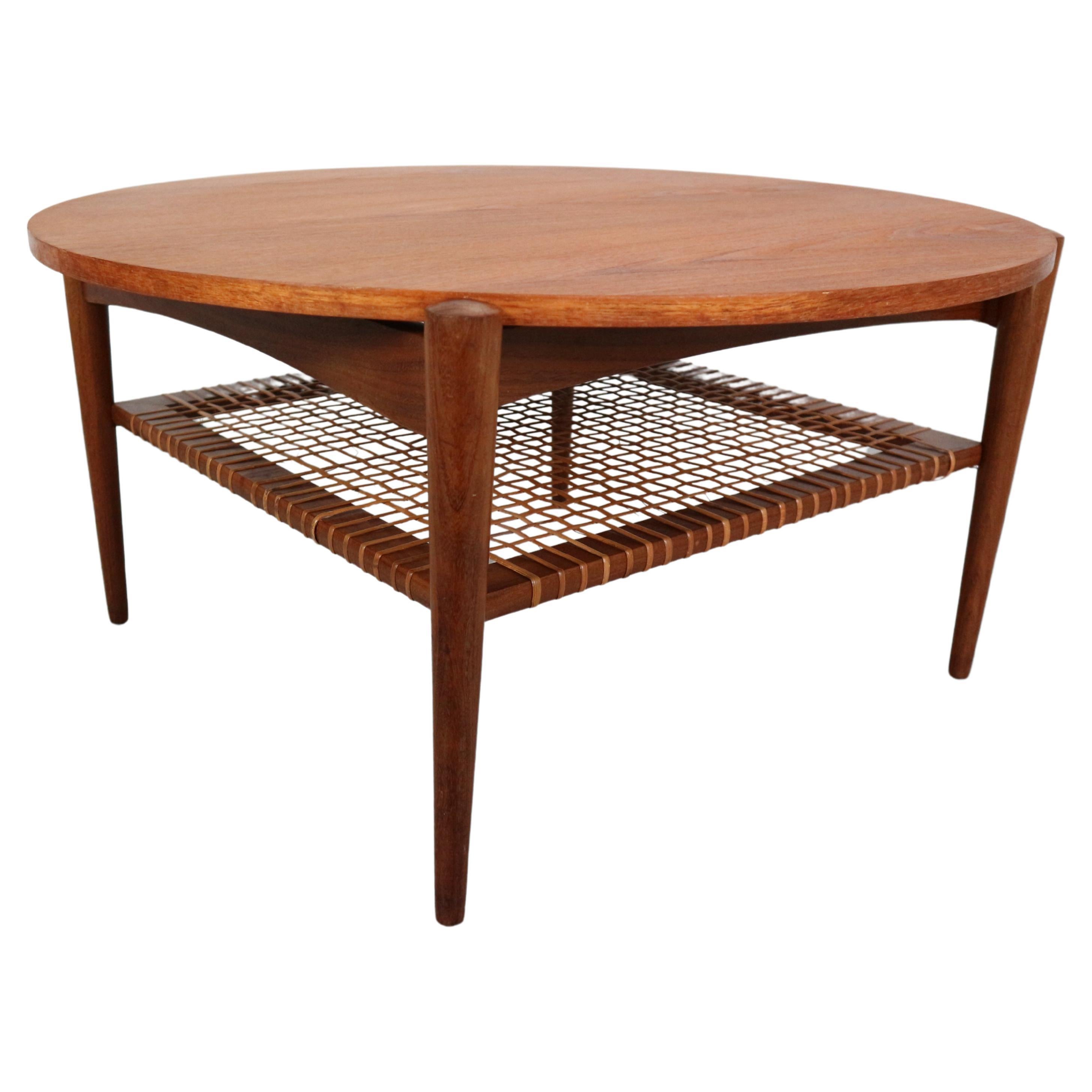 Scandinavian Teak Round with Glass Top Coffee Table 1960's For Sale at ...