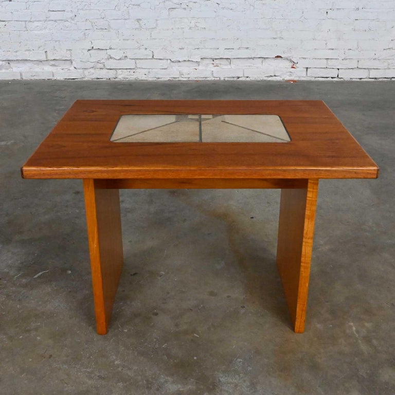 Scandinavian Modern Teak Rectangular Side End Table Tile Insert by ...