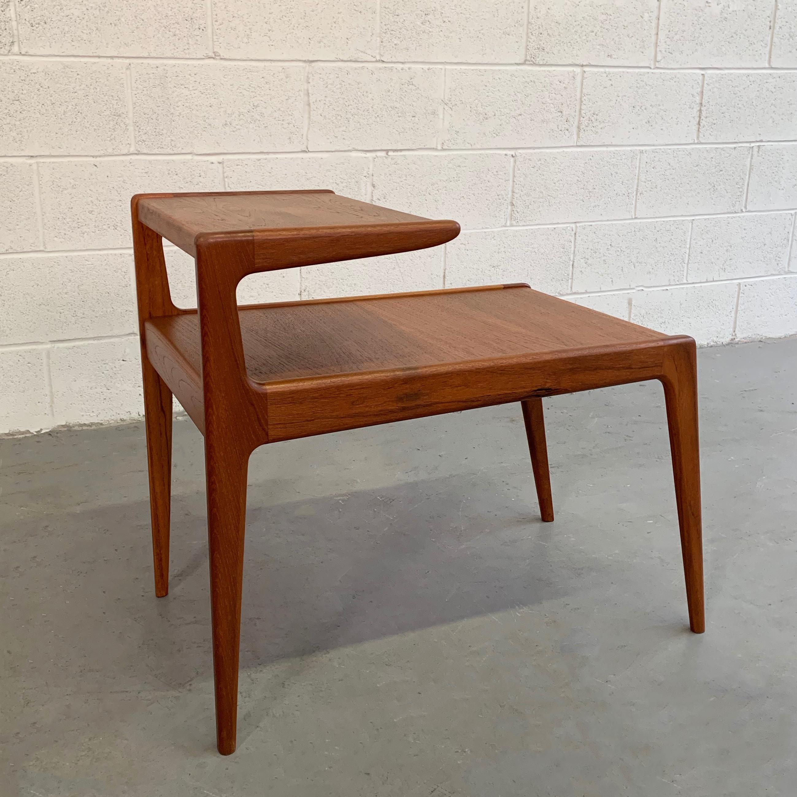 Scandinavian Modern Teak Stepped Side Table at 1stDibs