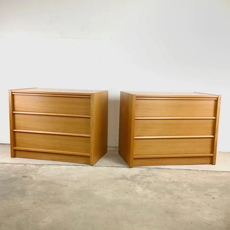 Scandinavian Modern Teak Three Drawer Dressers or Nightstands at 1stDibs
