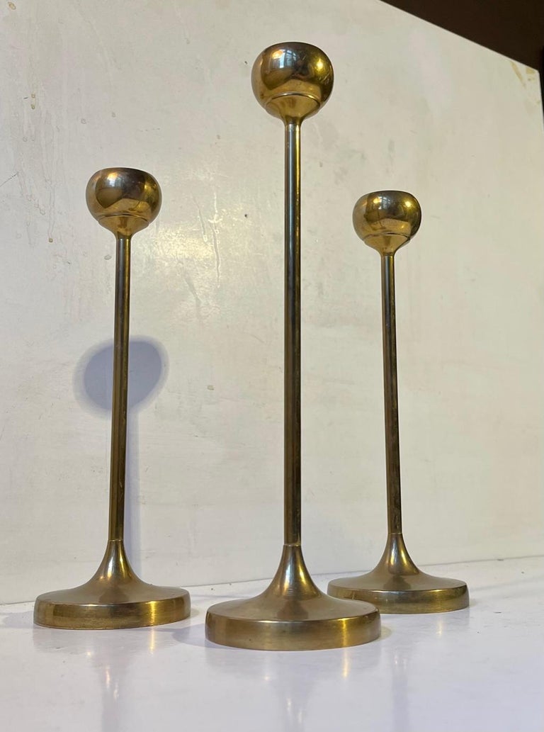 Scandinavian Modern Tulip Candlesticks in Brass, 1960s For Sale at 1stDibs