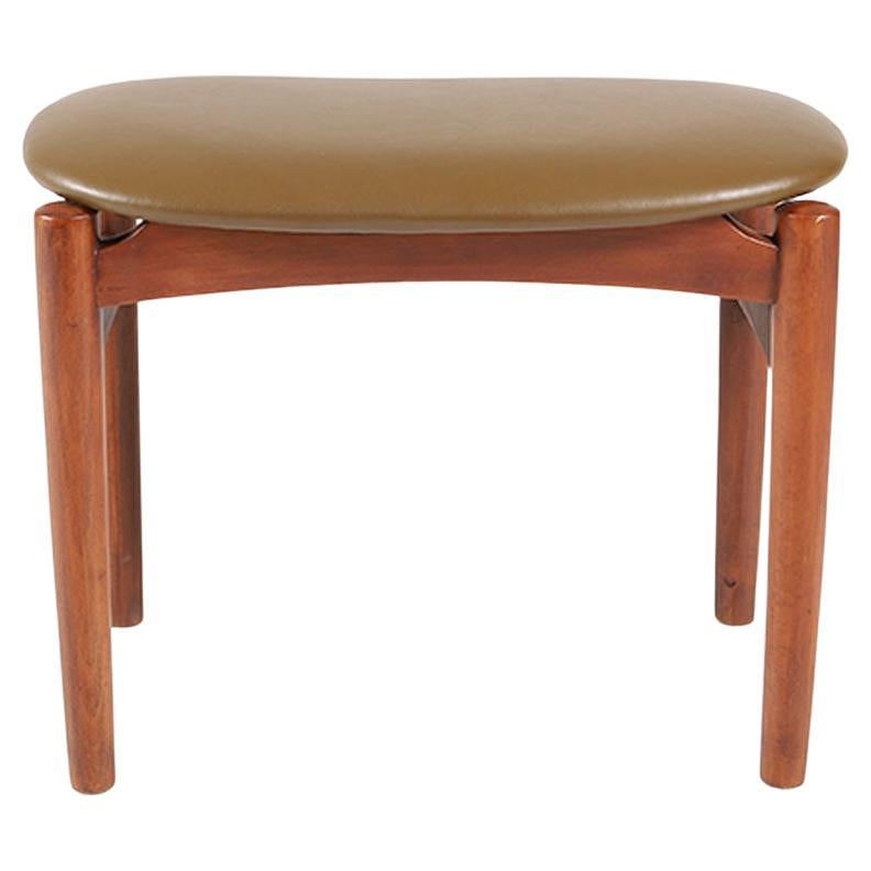 Scandinavian Modern Upholstered Beech Footstool For Sale at 1stDibs