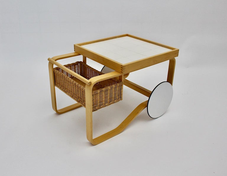 Scandinavian Modern Vintage White Alvar Aalto Tea Cart 900 Artek, 1937 ...