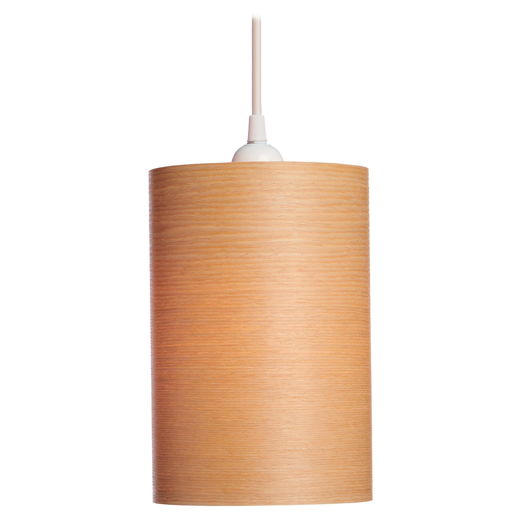Mid-Century Modern White Wood 6" Cylinder Pendant For Sale at 1stDibs