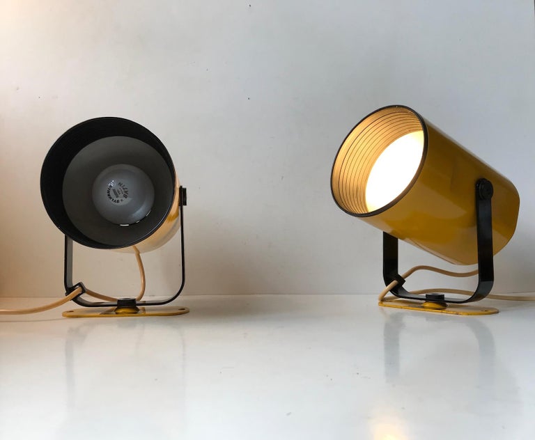 Scandinavian Modern Yellow Wall Lights from Kosta Lampan, 1970s, Set of ...