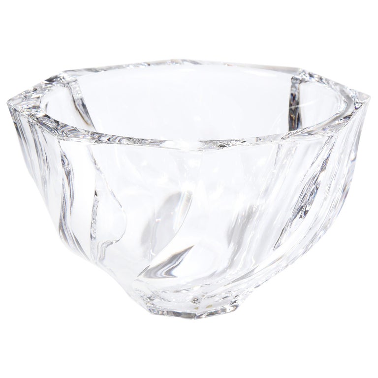 Scandinavian Modernist Faceted Translucent Glass Bowl Signed Orrefors ...