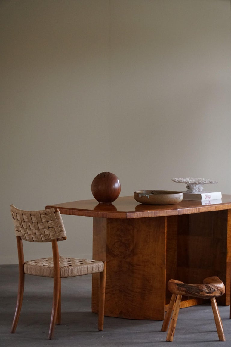 Scandinavian Modernist Flamed Birch Wood Dining Table, Art Deco, Made ...