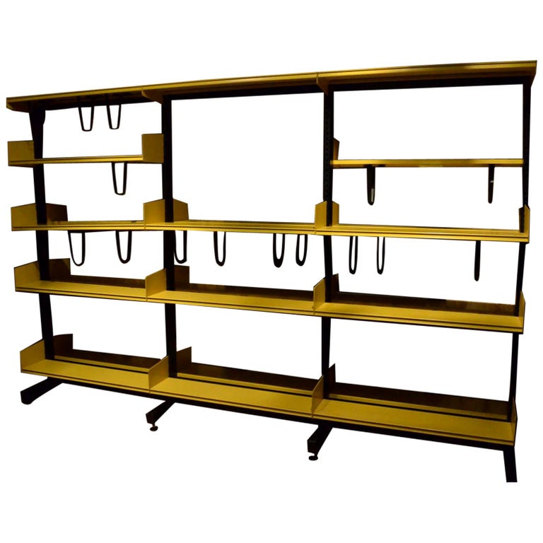 Modular Library Shelving in Yellow and Black Metal by Reska Denmark at ...
