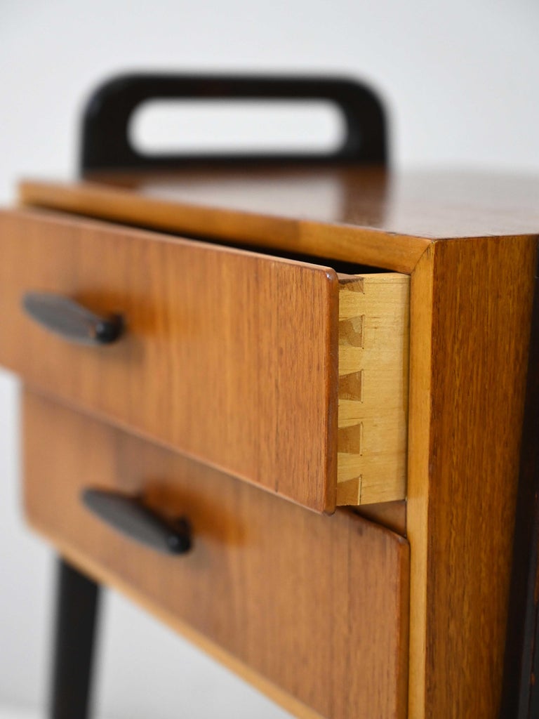Scandinavian Nightstand with Black Details For Sale at 1stDibs