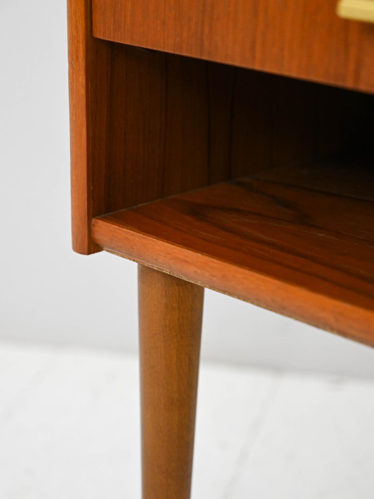 Scandinavian Nightstand with Gold Metal Handle For Sale at 1stDibs