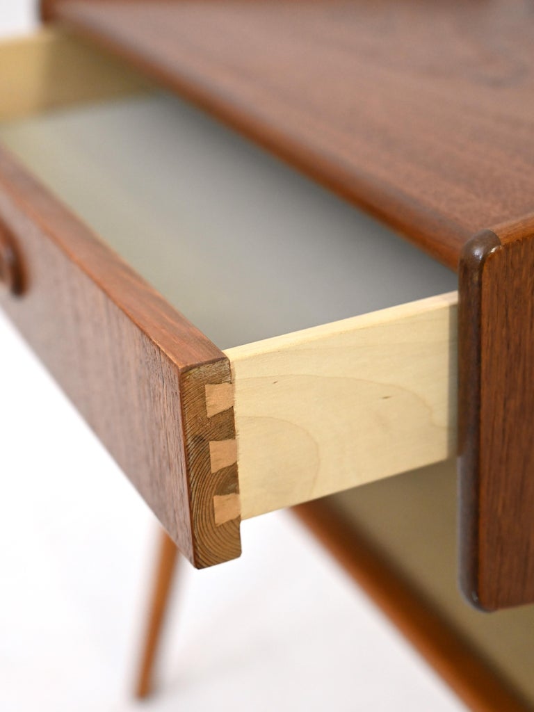 Scandinavian Nightstand with Rattan Shelf For Sale at 1stDibs