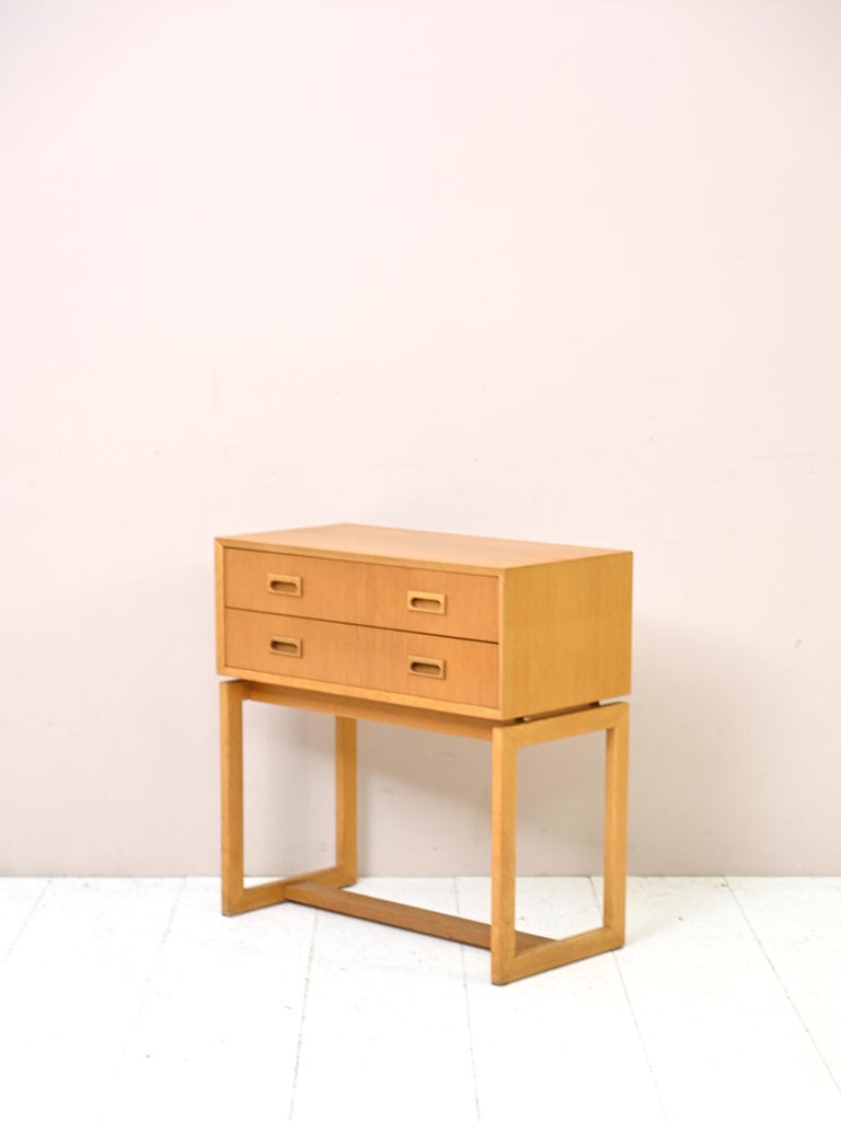 Scandinavian Oak Cabinet with Two Drawers For Sale at 1stDibs