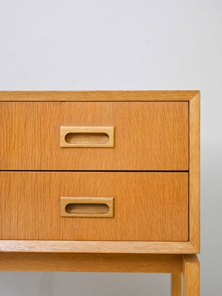 Scandinavian Oak Cabinet with Two Drawers For Sale at 1stDibs