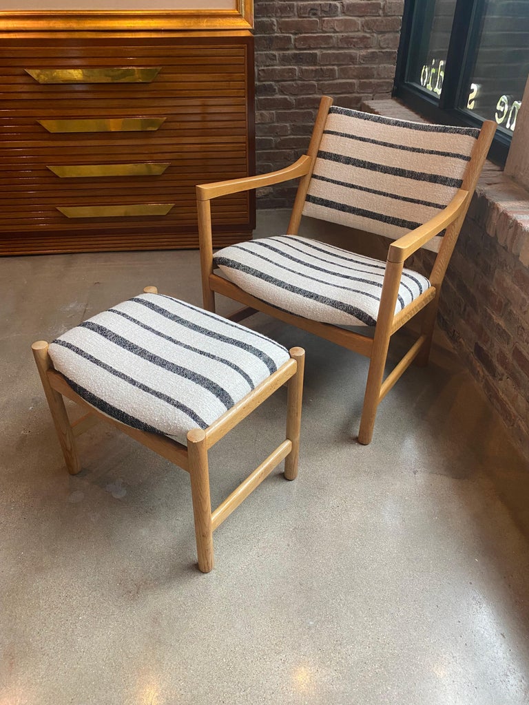 Scandinavian Oak Chair with Ottoman, 1960's at 1stDibs