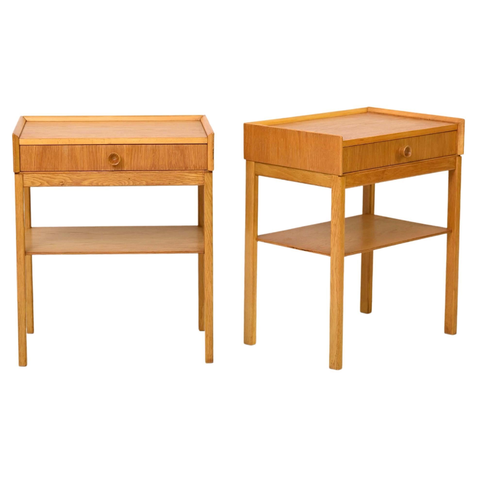 Scandinavian Oak Nightstand with Double Shelf For Sale at 1stDibs