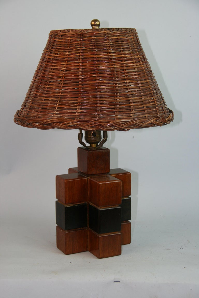 Scandinavian Pair Lamps with Wicker Shades 1960's For Sale at 1stDibs