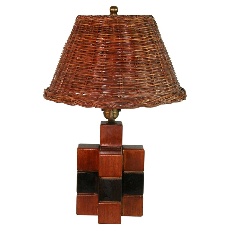 Scandinavian Pair Lamps with Wicker Shades 1960's For Sale at 1stDibs