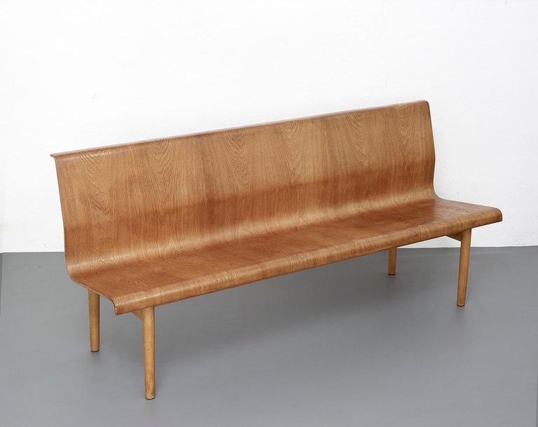 Mid-Century Modern Scandinavian Plywood Bench in Style of Erik Gunnar ...