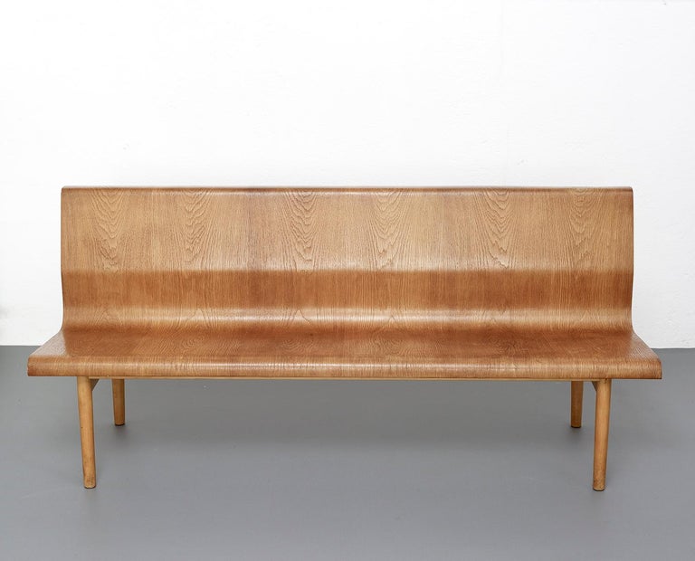Mid-Century Modern Scandinavian Plywood Bench in Style of Erik Gunnar ...