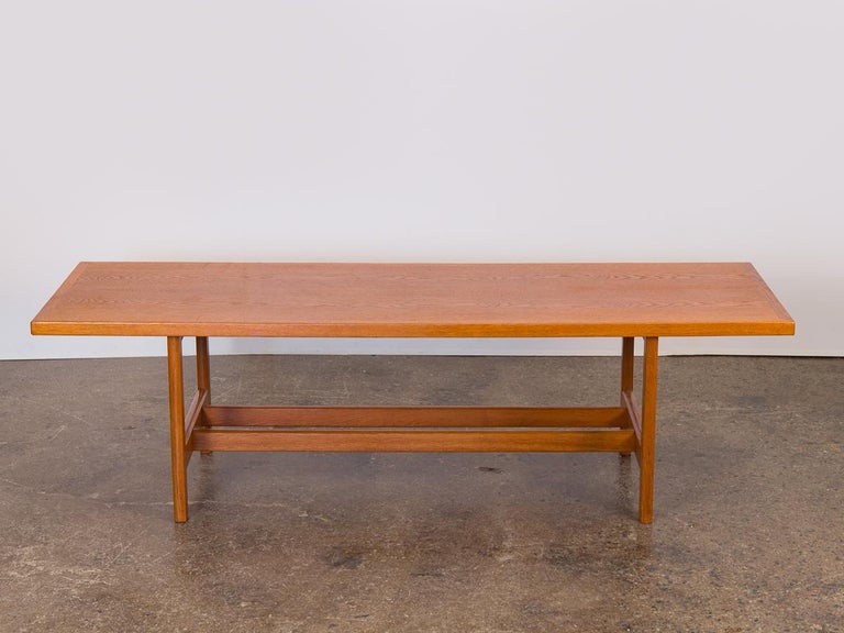 Scandinavian Rectangular Oak Coffee Table with Shelf For Sale at 1stdibs