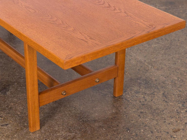 Scandinavian Rectangular Oak Coffee Table with Shelf For Sale at 1stdibs