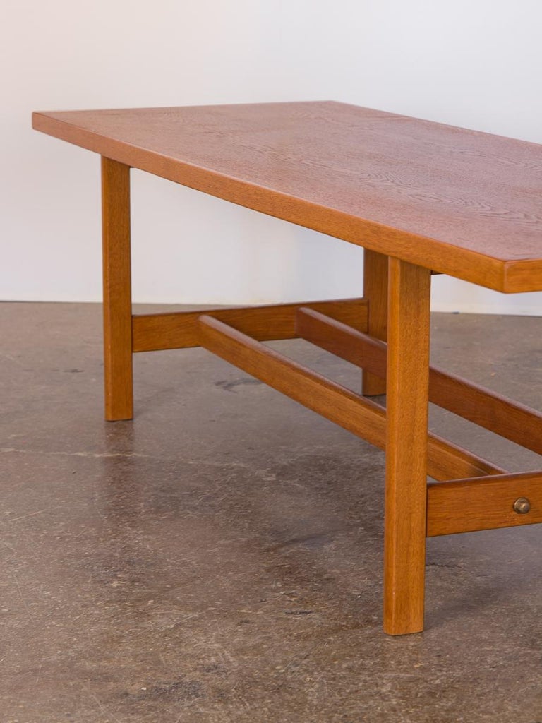 Scandinavian Rectangular Oak Coffee Table with Shelf For Sale at 1stdibs