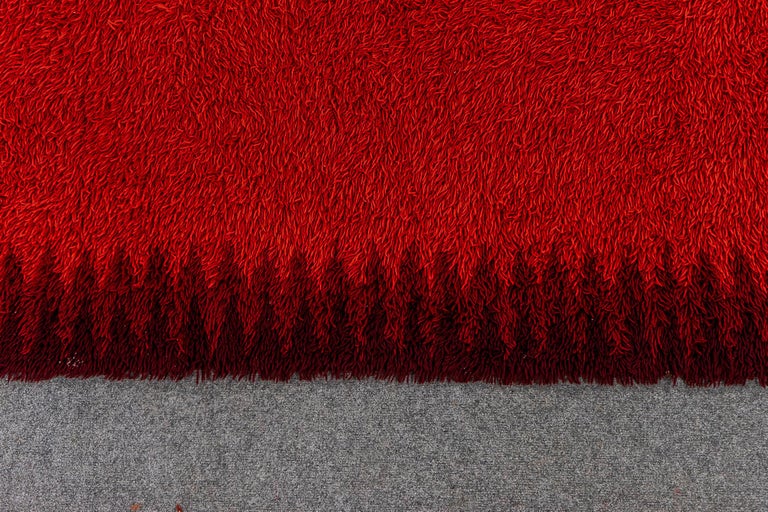 Scandinavian Red Zig Zag Wool Rug For Sale at 1stDibs
