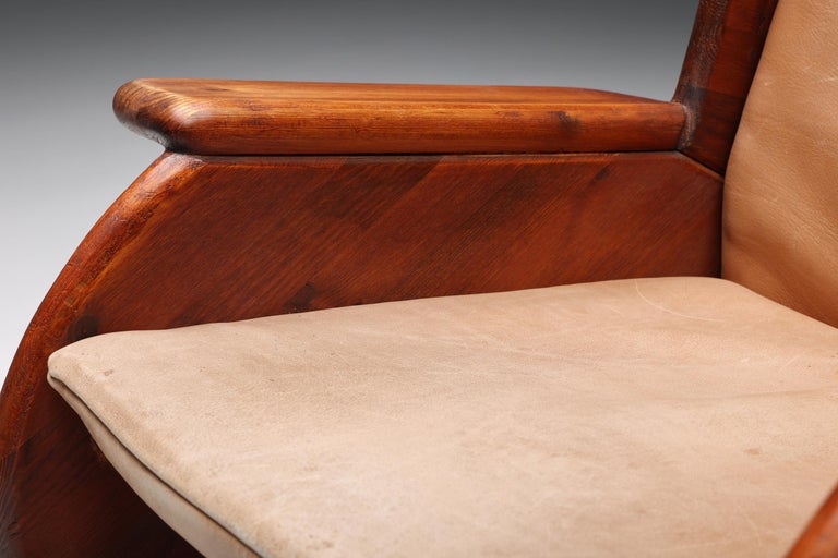 Scandinavian Rocking Chair with Camel Leather Seating, 1940s at 1stDibs