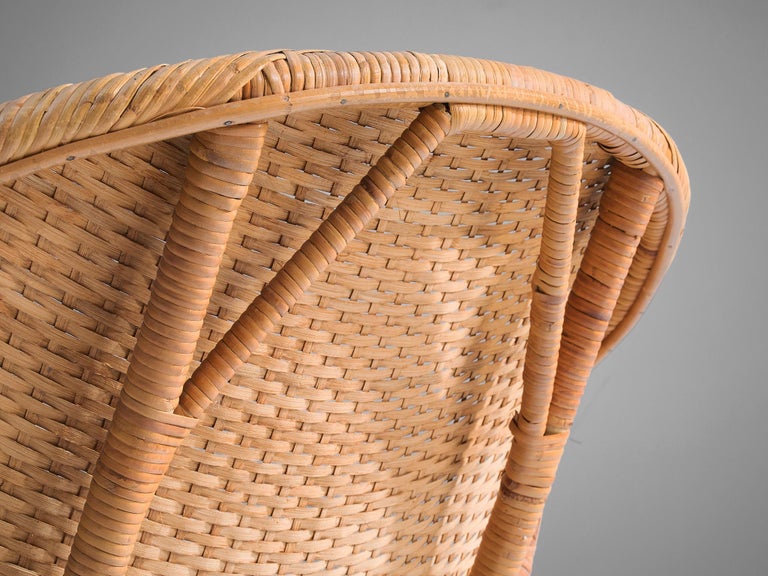 Scandinavian Round Wicker Chair with Metal Base For Sale at 1stDibs ...