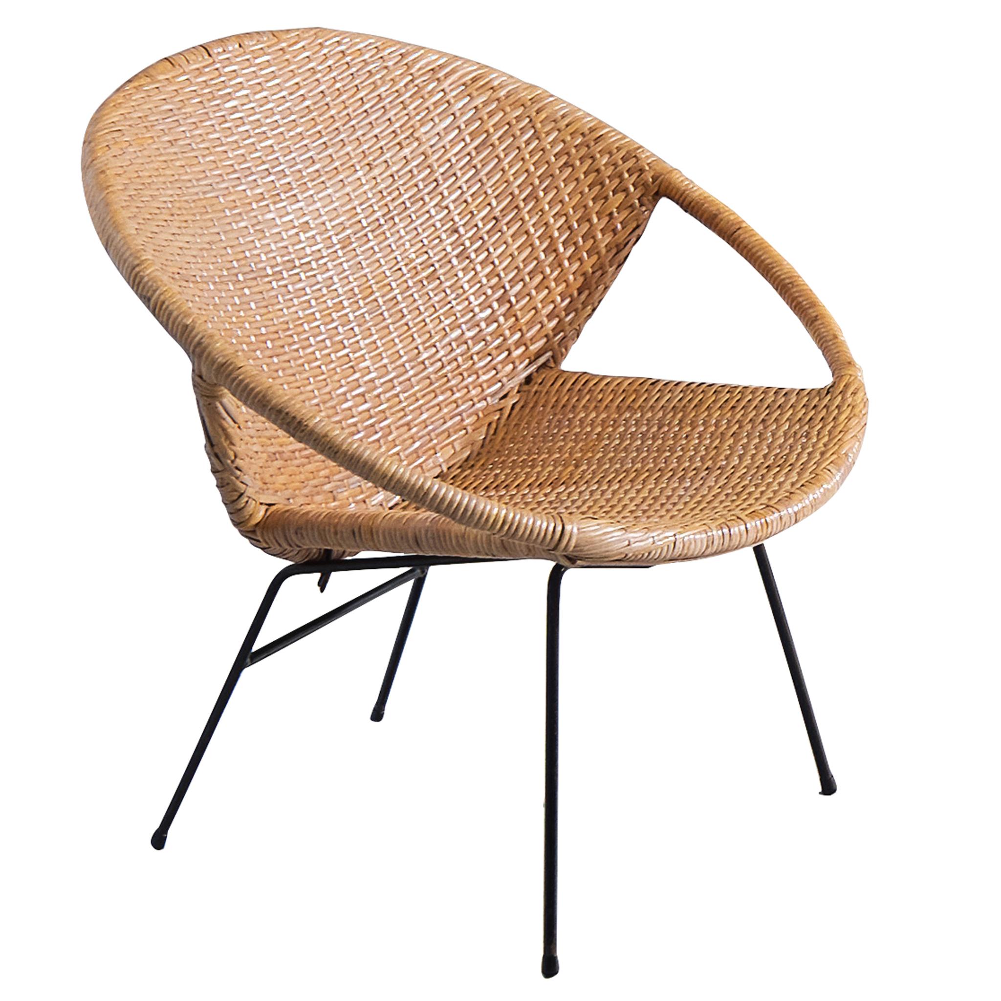 Ligne Roset Rattan Longue Chair For Sale at 1stDibs